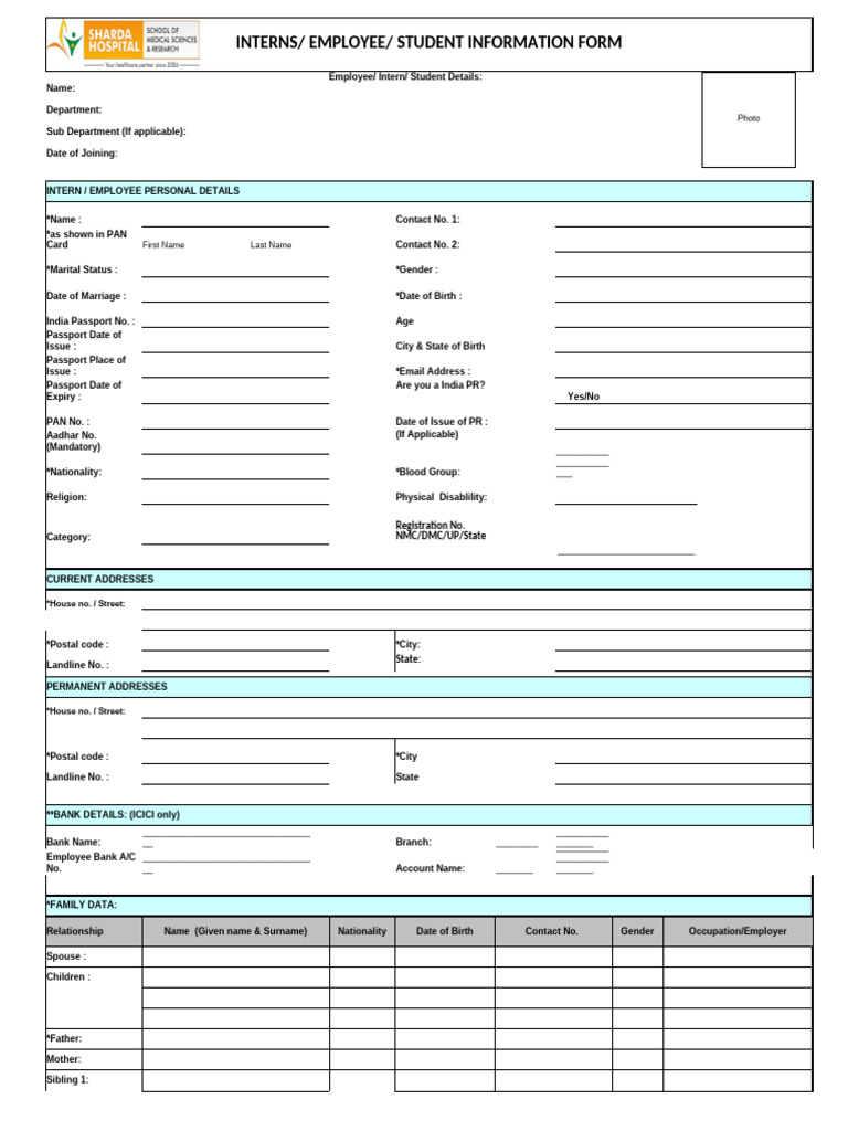 Intership Information form (1) | PDF