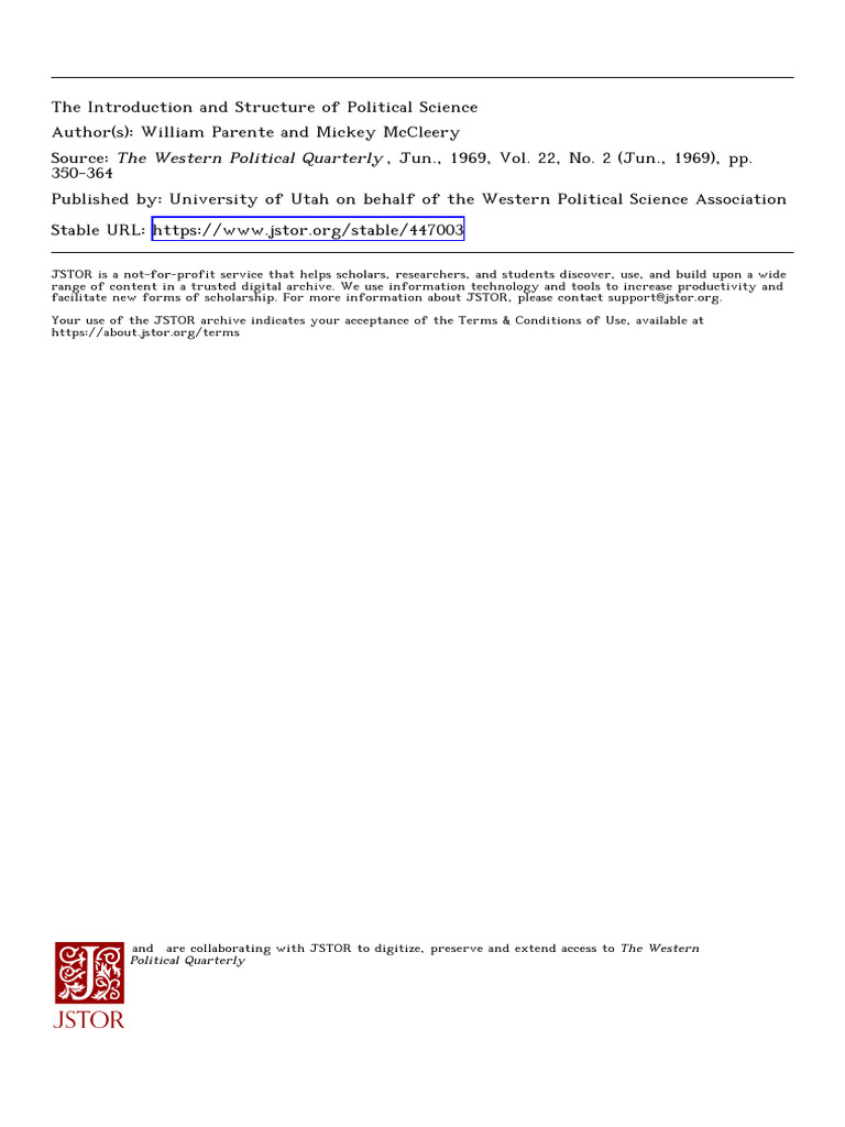 Parente IntroductionStructurePolitical 1969 | PDF | Theory | History