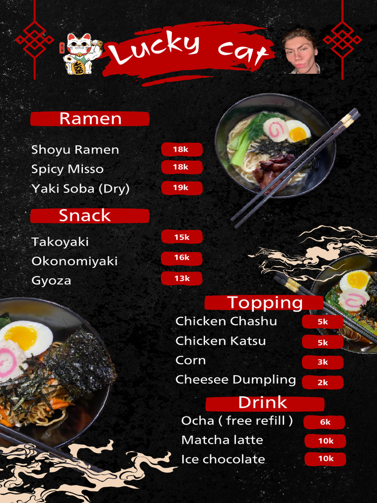 Black Red Japanese Ramen Noodle Menu | PDF