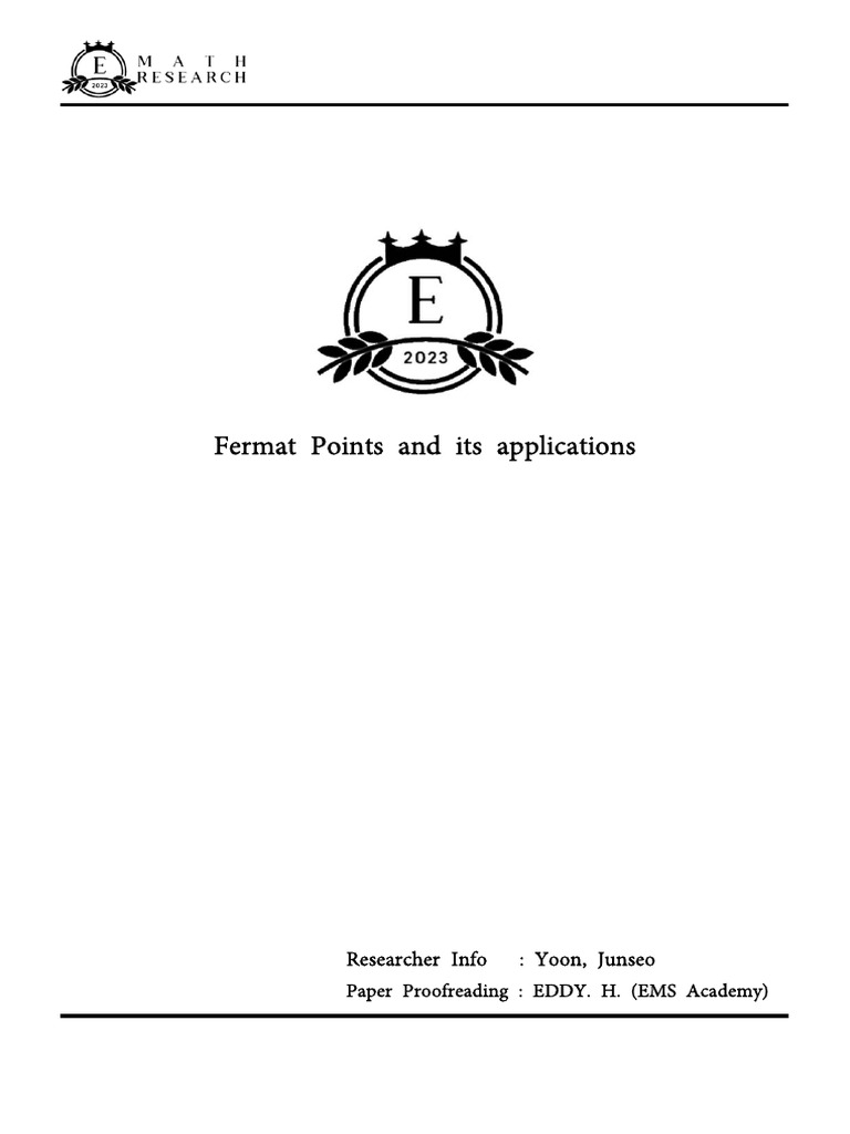 (Abstract) Fermat Points and Its Applications by Yoon, Junseo | PDF