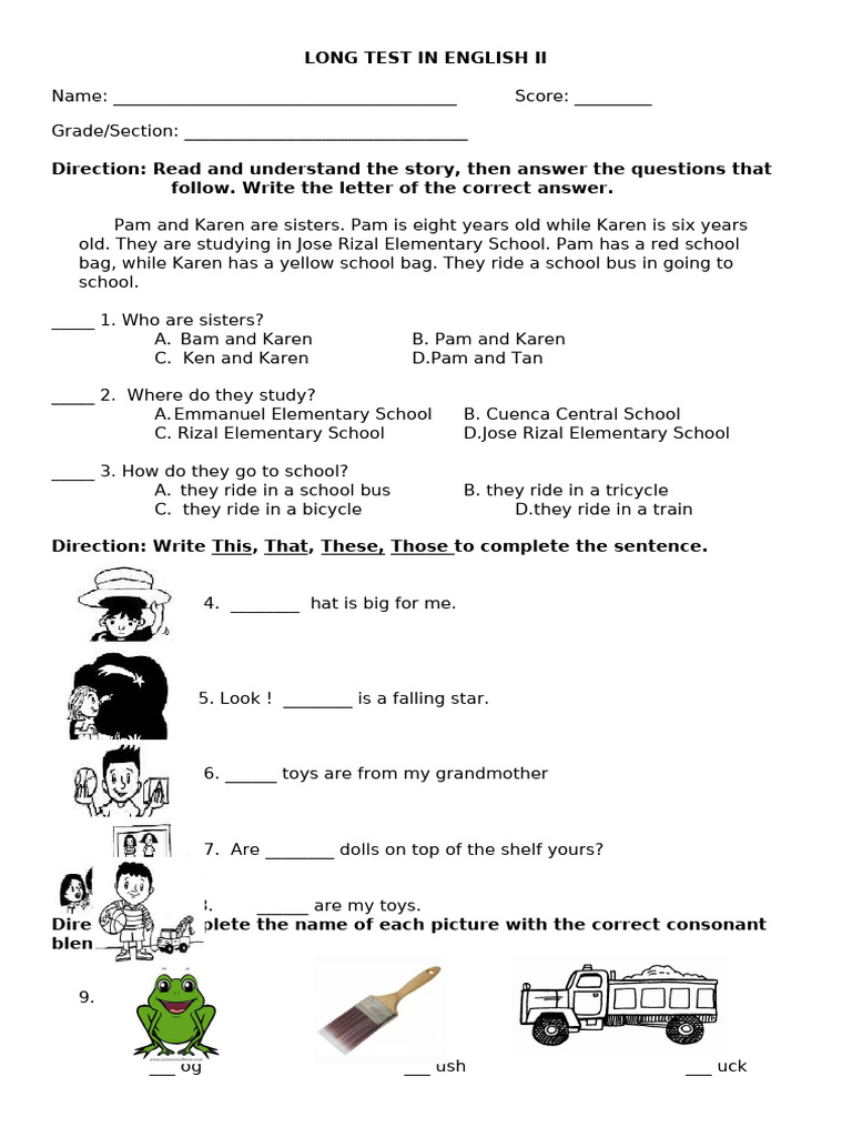 Long Test in English II | PDF
