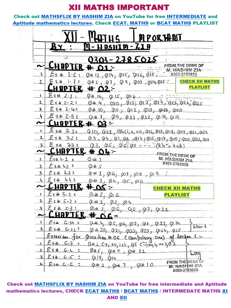 Xii Maths Important | PDF