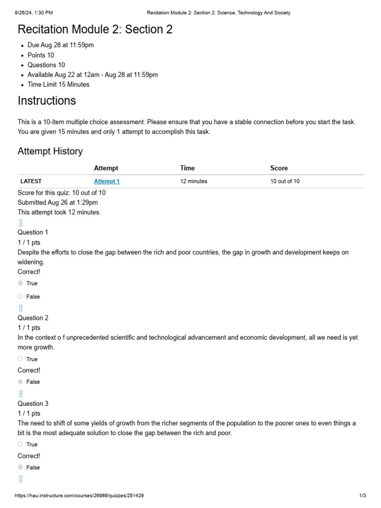 Recitation Module 2 - Section 2 - Science, Technology and Society | PDF