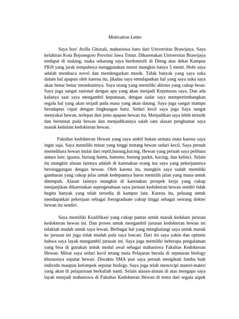 Motivation Letter | PDF