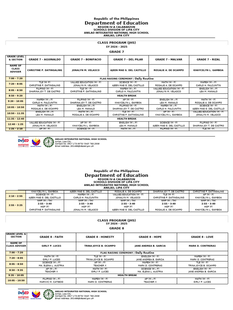 UPDATED_JHS_CLASS-PROGRAM_24-25 | PDF