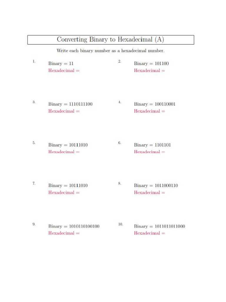 Binary To Hexadecimal | PDF