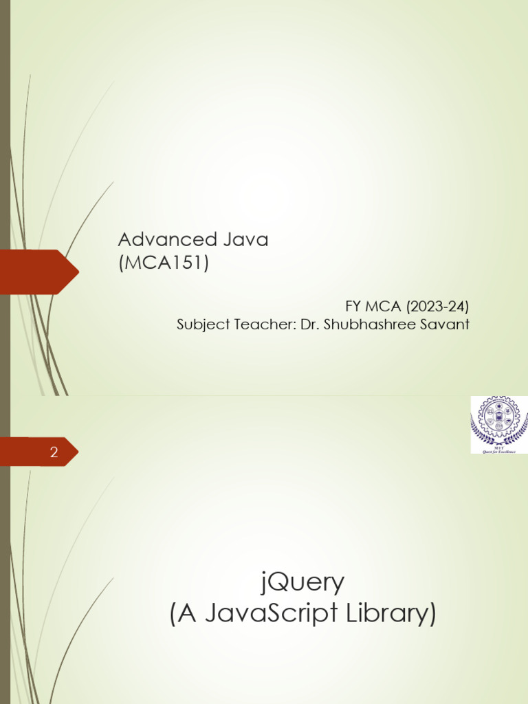 Fy Mca Adv Java TM Unit-IV 2023-24 | PDF