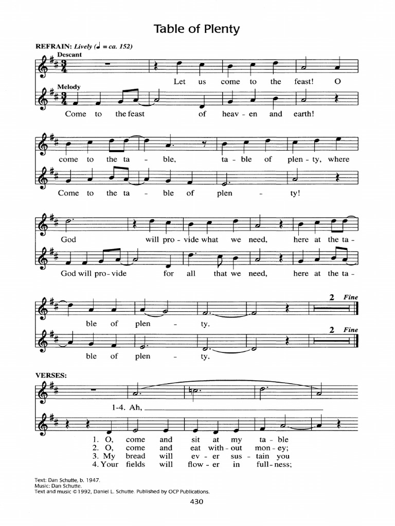 Table of Plenty satb | PDF