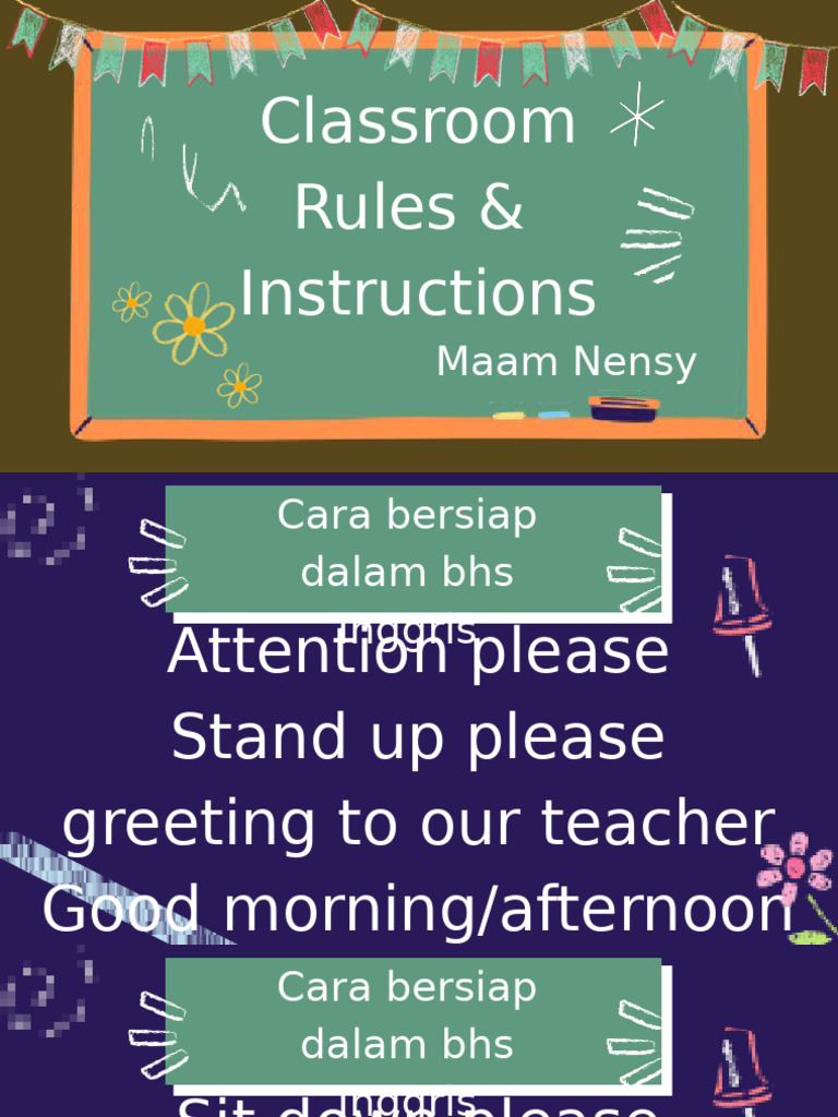 Classroom Commands Illustrative Blackboard Design-2 | PDF