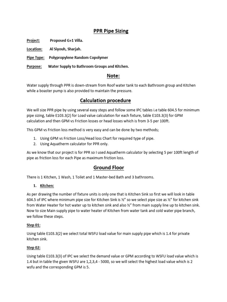 PPR Pipe Sizing According To IPC | PDF | Water Heating | Technology ...