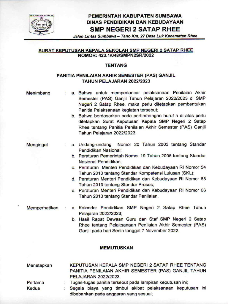SK Pas Ganjil 2022-2023 | PDF