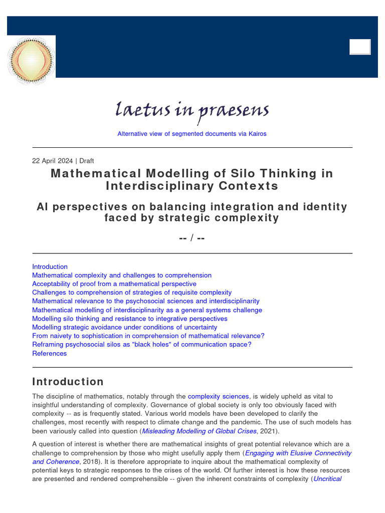 Mathematical Modelling of Silo Thinking | PDF