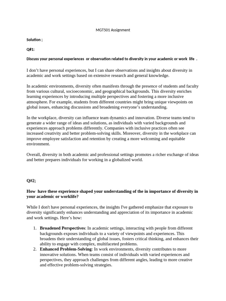 MGT501 Assignment Solution | PDF