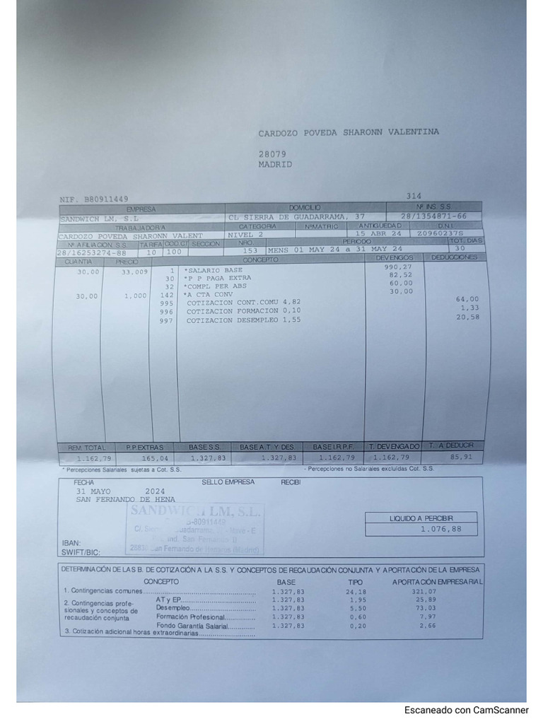 Nóminas Valentina Cardozo - 1 | PDF