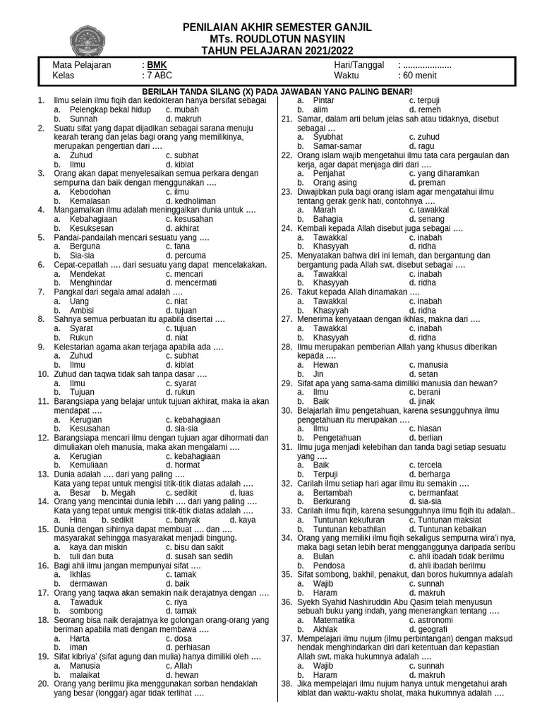 BMK 7 Unggulan | PDF