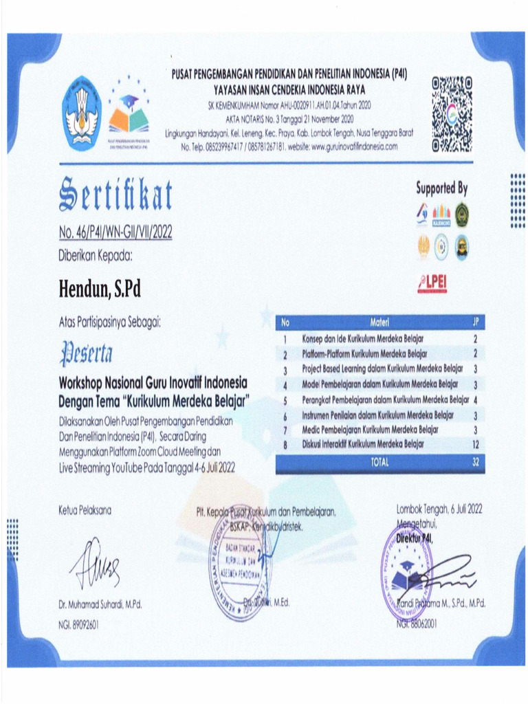 Workshop Nasional Guru Inovatif Indonesia Dengan Tema Kurikulum Merdeka