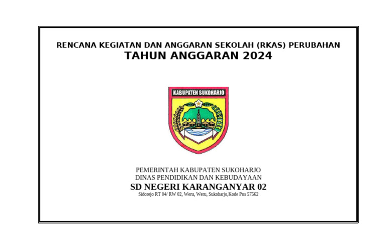 COVER RKAS 2024 Perubahan | PDF