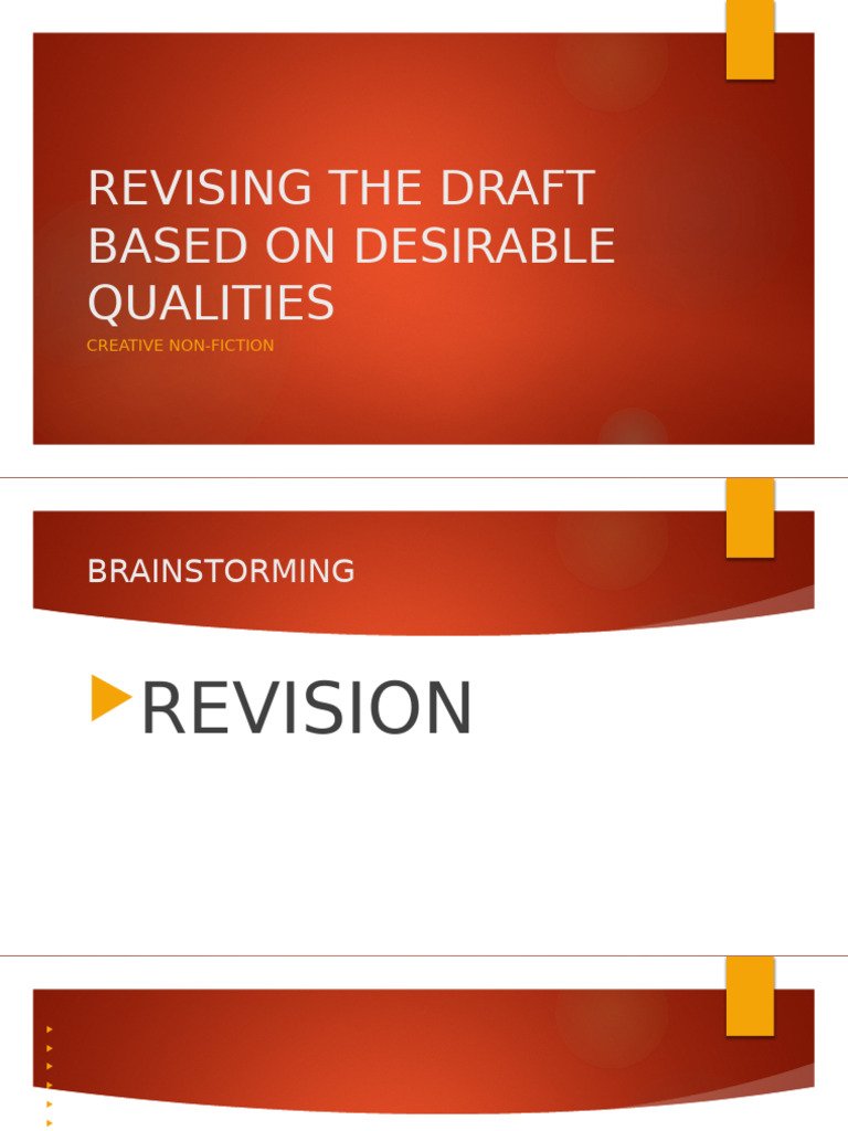 Revising The Draft Based On Desirable Qualities | PDF | Verb | Narrative