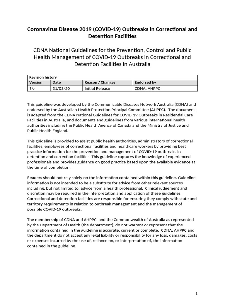 Cdna Guidelines For The Prevention Control and Public Health Management ...