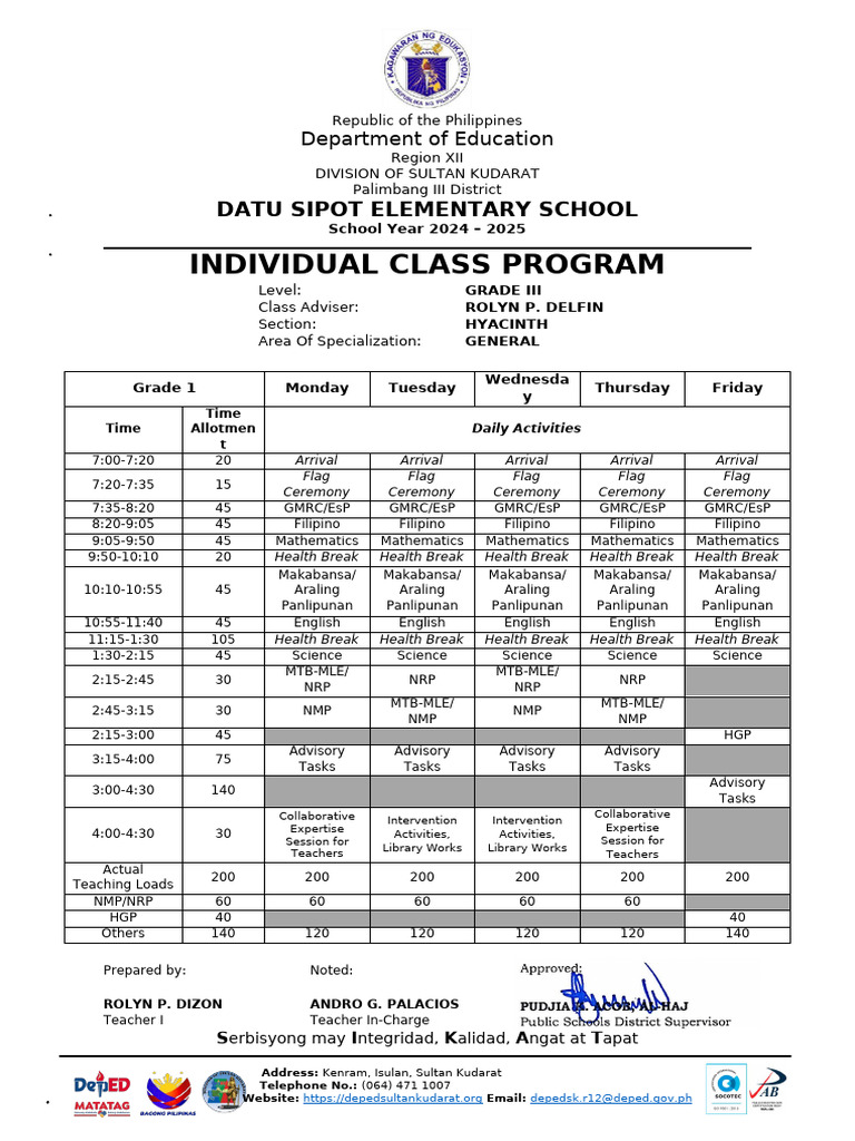 Class Program Grade 3 1 | PDF