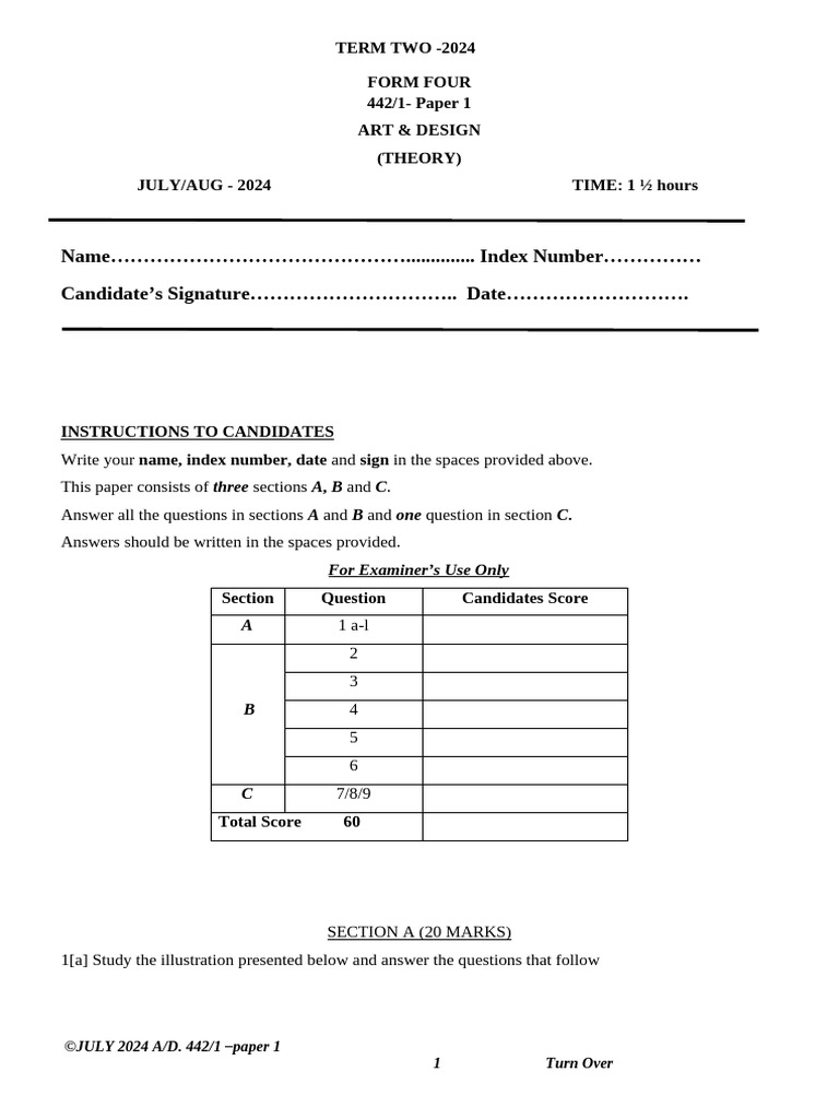 Art & Design - Paper 1 - Question Paper | PDF | Decorative Arts ...