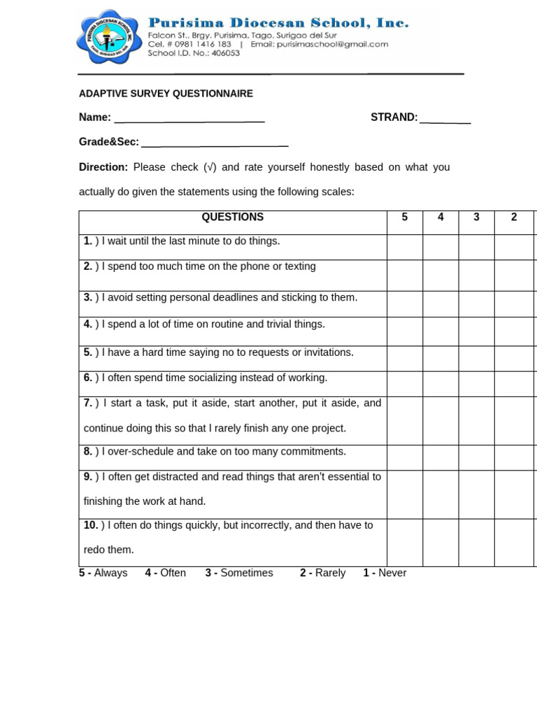 Adaptive Survey Questionnaire | PDF