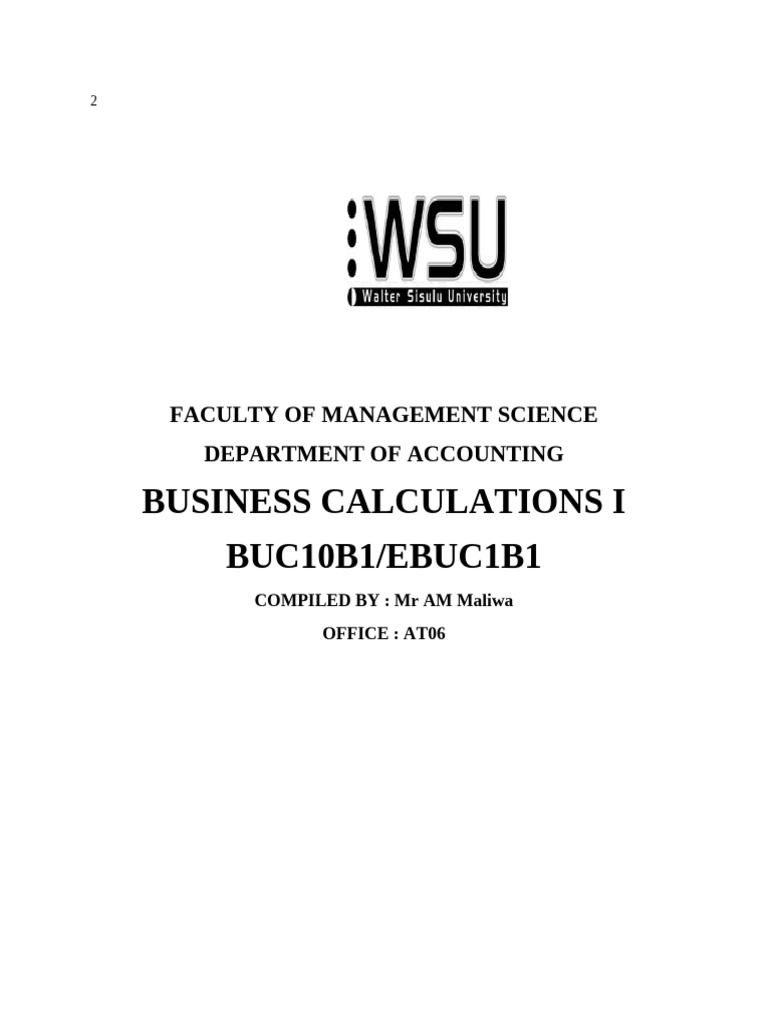 Business Calculations Notes 2017 | PDF | Numbers | Percentage