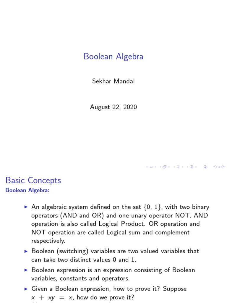 Boolean Algebra | PDF
