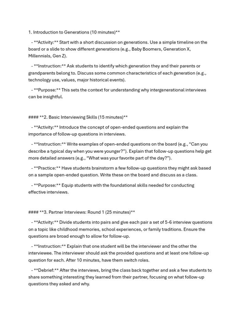 Intergenerational Interview | PDF