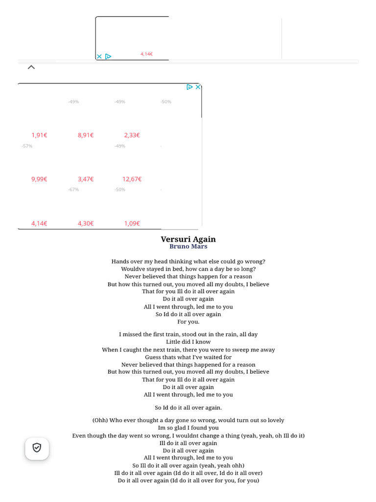 Again - Versuri Bruno Mars | PDF