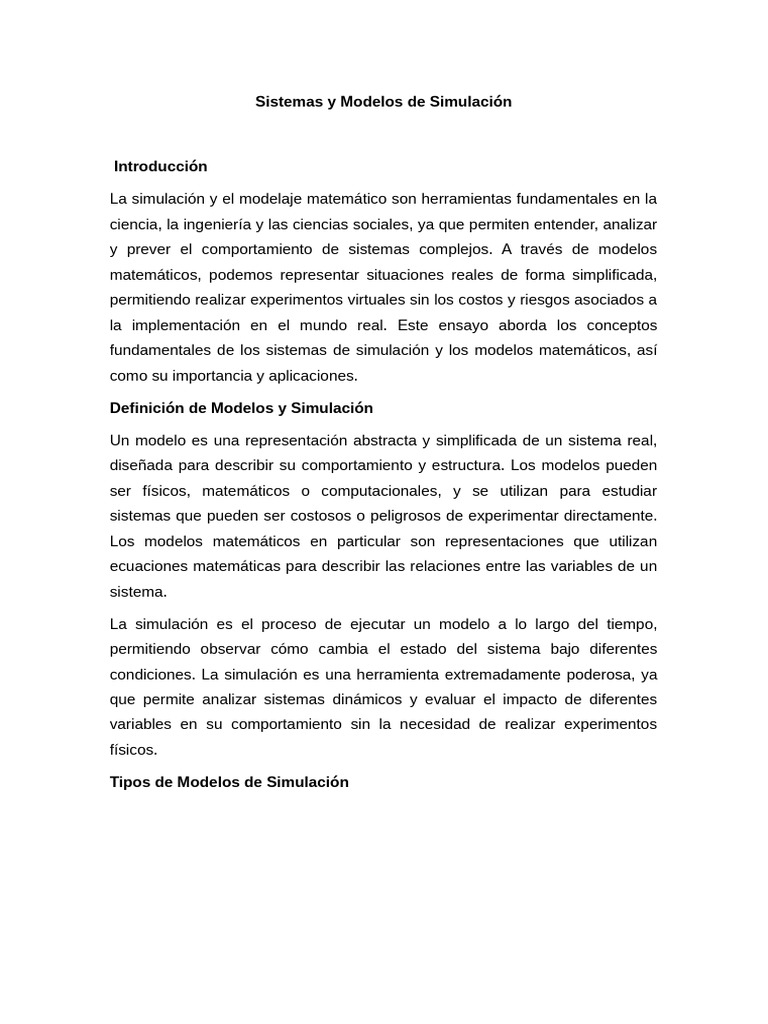 Sistemas y Modelos de Simulación | PDF Sistemas y Modelos de Simulación | PDF