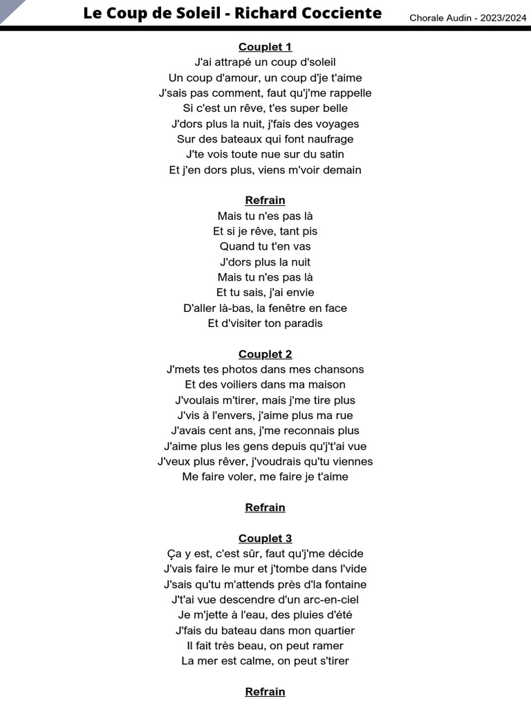 Le coup de soleil | PDF