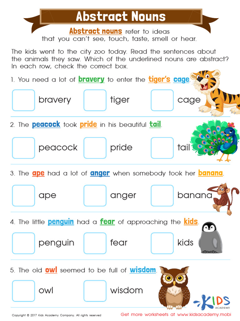 grade-3-abstract-nouns-worksheet | PDF