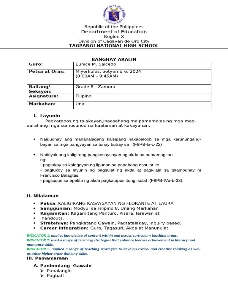 BANGHAY ARALIN COT 4-FIL8 | PDF