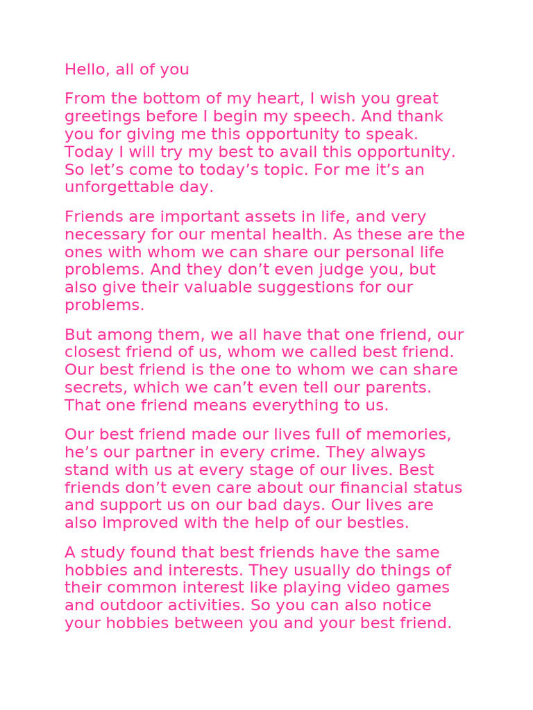 Friendship Speech | PDF