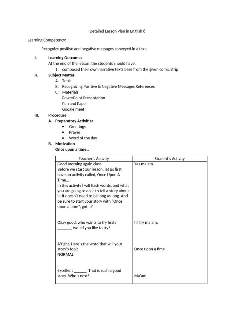 Detailed Lesson Plan in English 7 | PDF