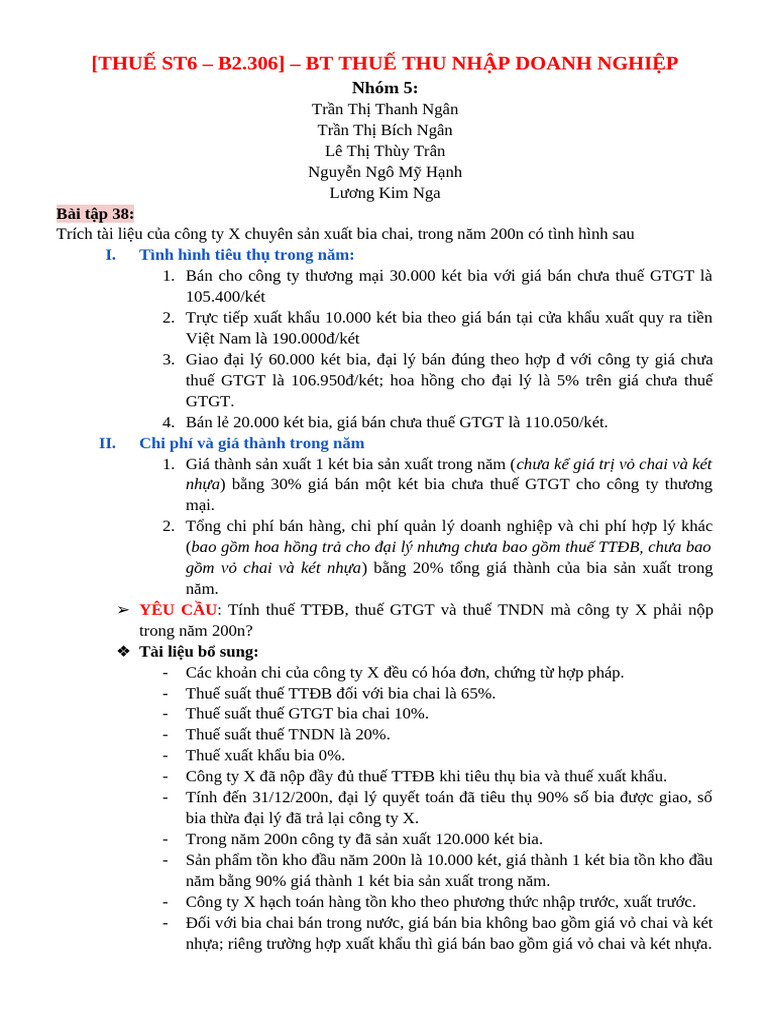 THUẾ ST6 B2.306 THUẾ TNDN BT | PDF