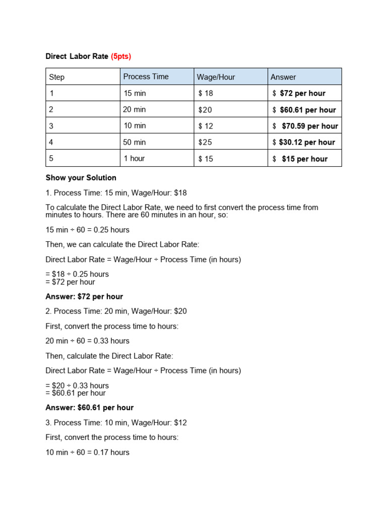 Direct Labor and Manufacturing Cost Analysis | PDF | Management ...