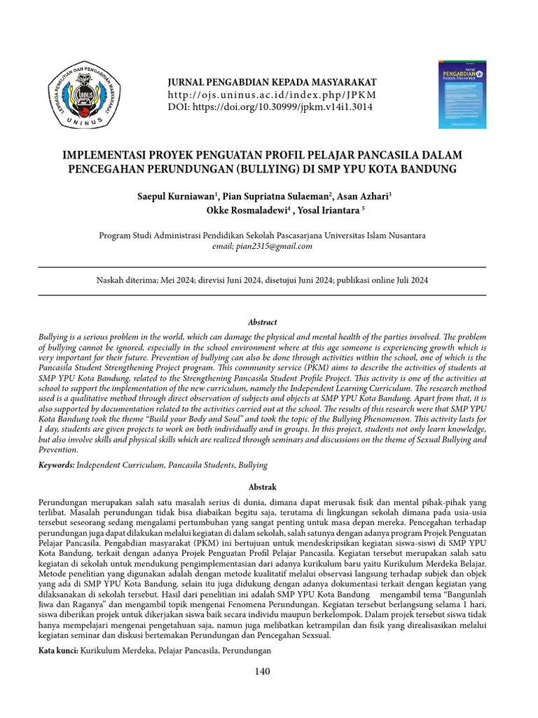 Implementasi Proyek Penguatan Profil Pelajar Pancasila | PDF