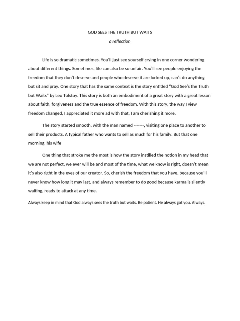 God Sees The Truth But Waits | PDF
