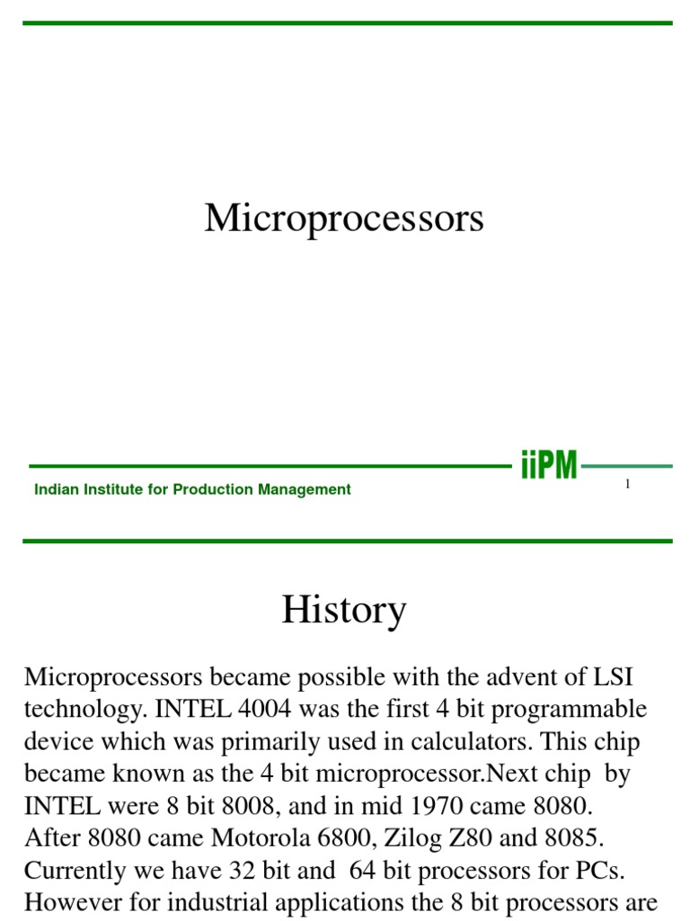 Microprocessors: Indian Institute For Production Management | Download Free PDF | Input/Output ...