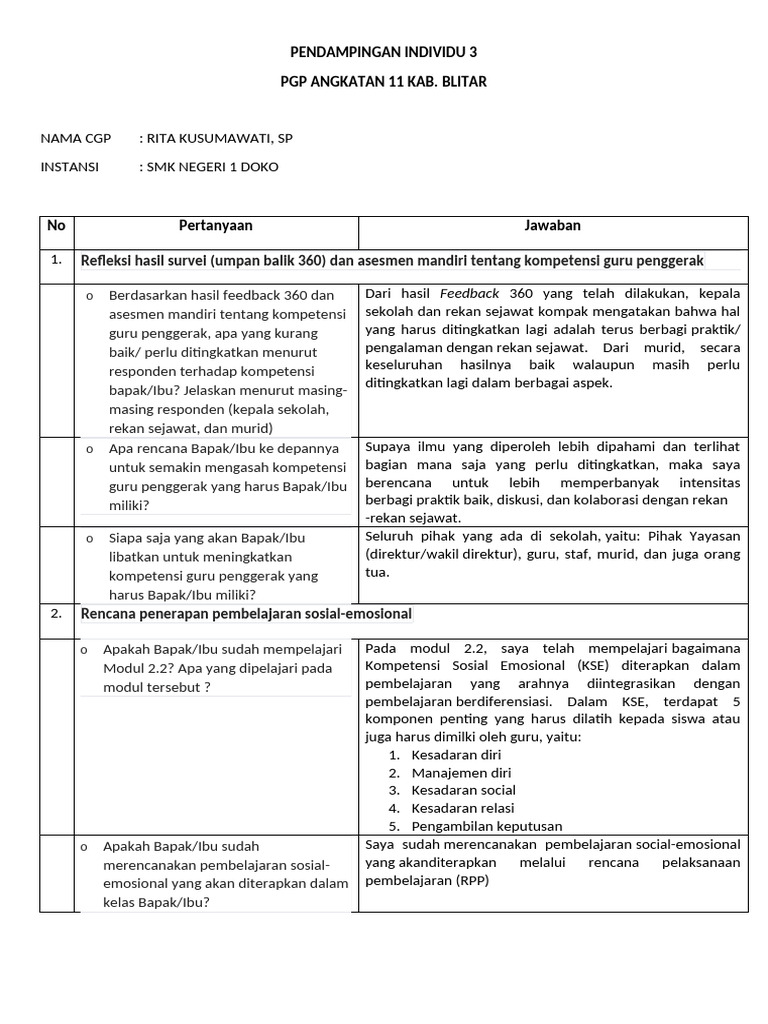 Rita Kusuma Form Pendampingan Individu 3 | PDF