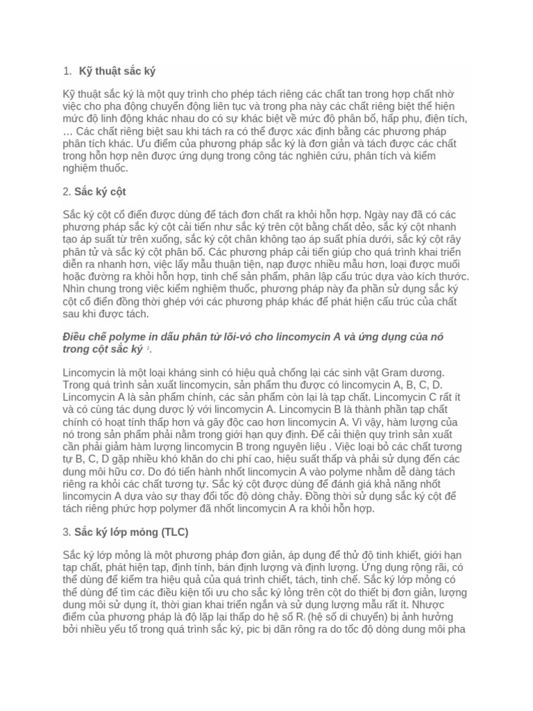 Kỹ Thuật Sắc Ký (Ví Dụ) | PDF