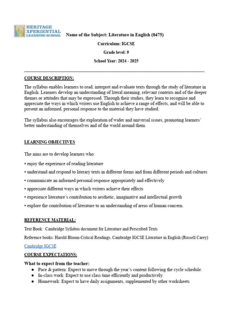 Course_Outline_English_Literature | PDF