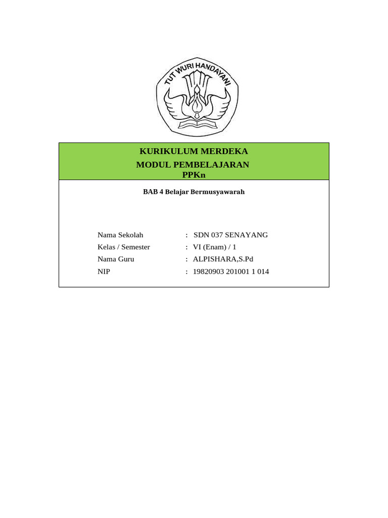 MODUL Ajar PPKN Kelas 6 Semester 1 Bab 4 | PDF