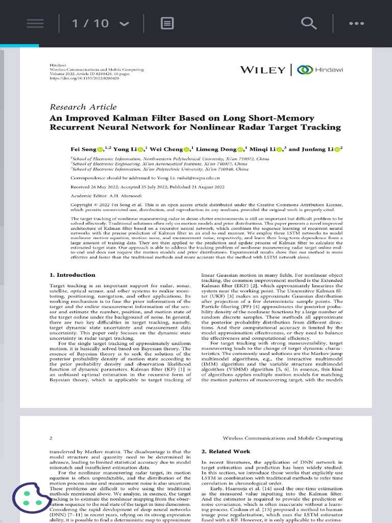 An Improved Kalman Filter Based On Long Short Memory Recurrent Neural Network For Nonlinear