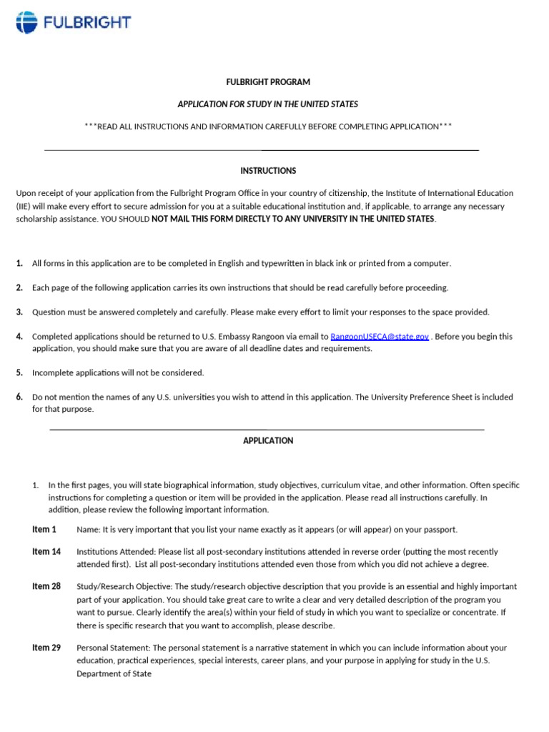 2025 Fulbright Application | PDF