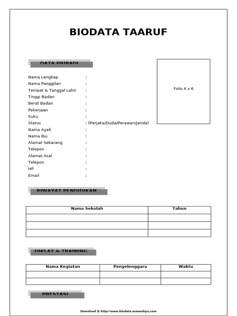 Format Biodata Taaruf3 | PDF