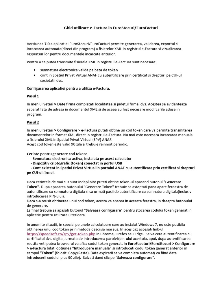 Instructiuni Utilizare Efactura | PDF