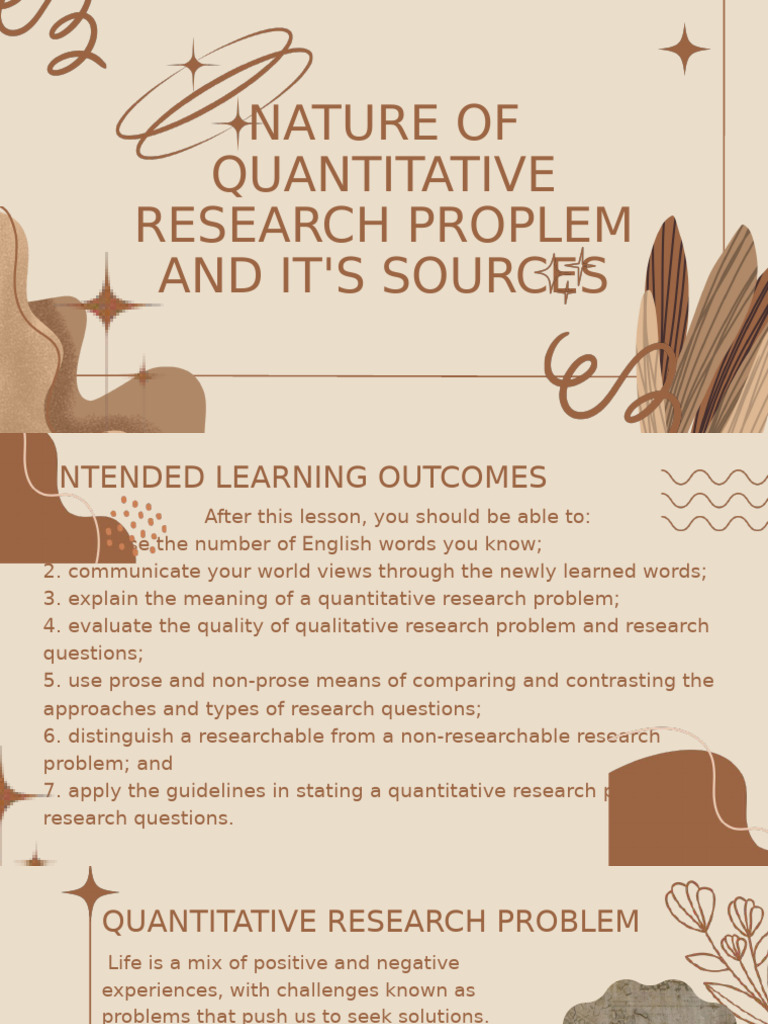 Nature of Quantitative Research Proplem and Its Sources | PDF